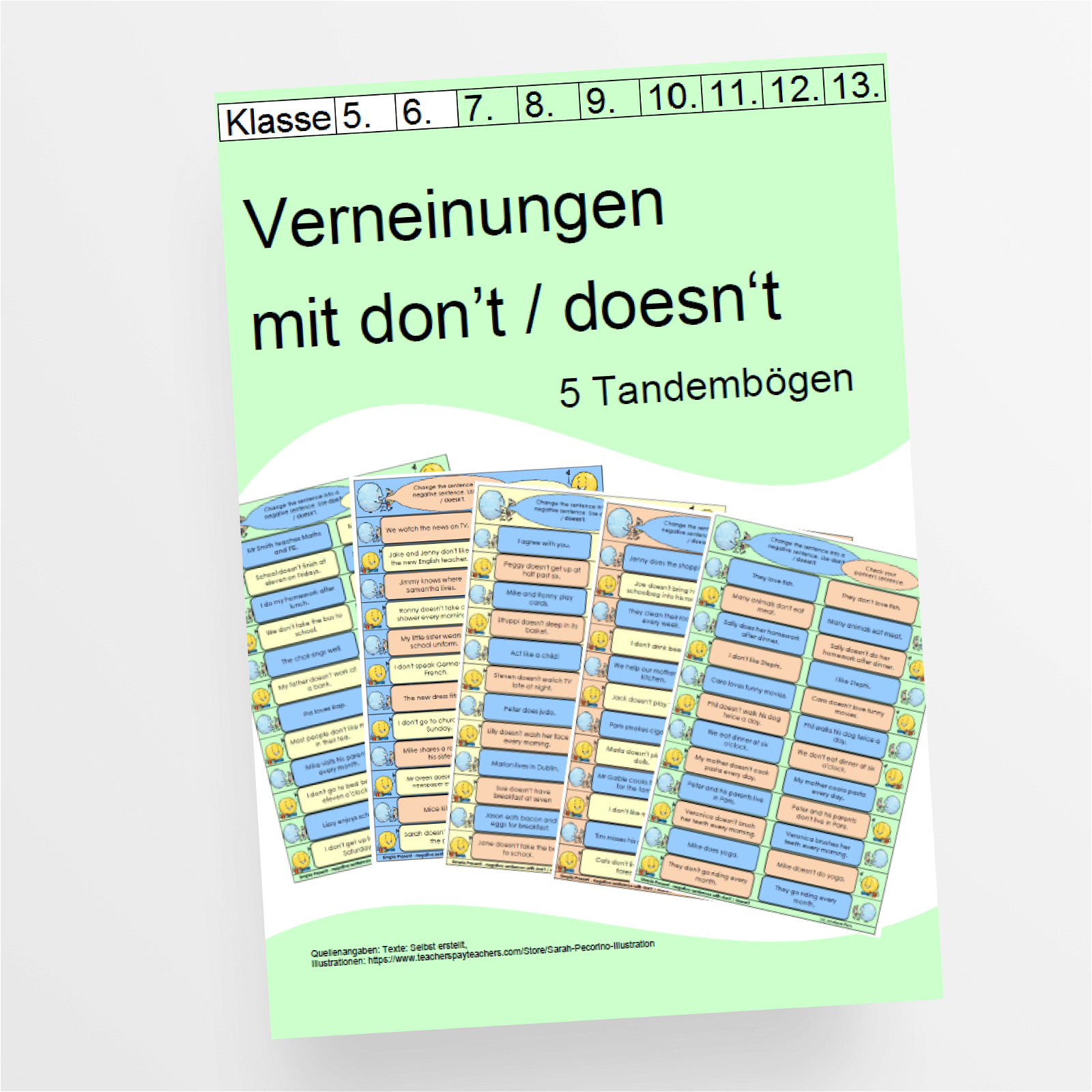 Tandem Activities zu Verneinungen mit dont doesnt im Simple Present fü ...