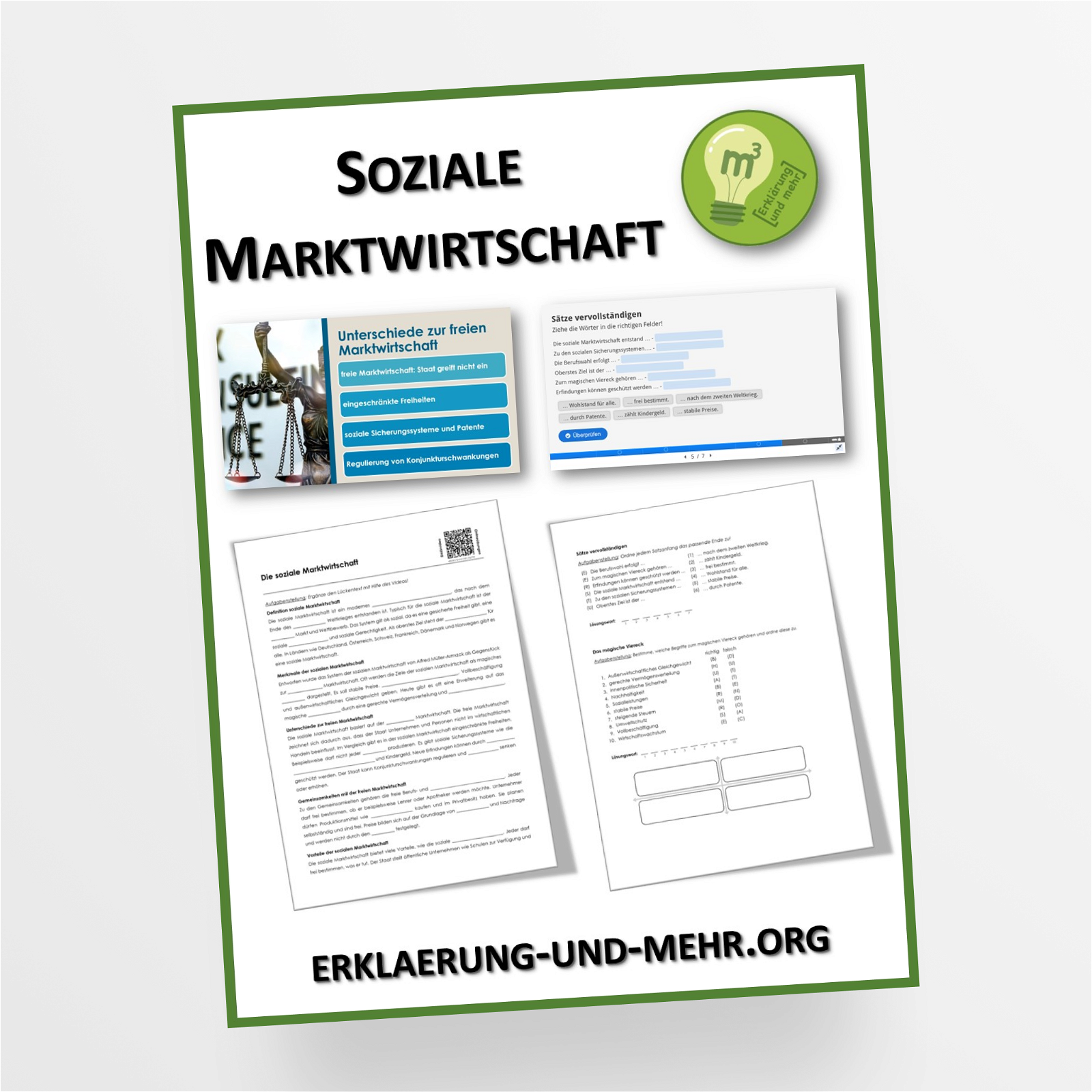 Materialpaket Wirtschaft Thema "Soziale Marktwirtschaft" für die 7.-10 – StudyHelp Lehrmaterial