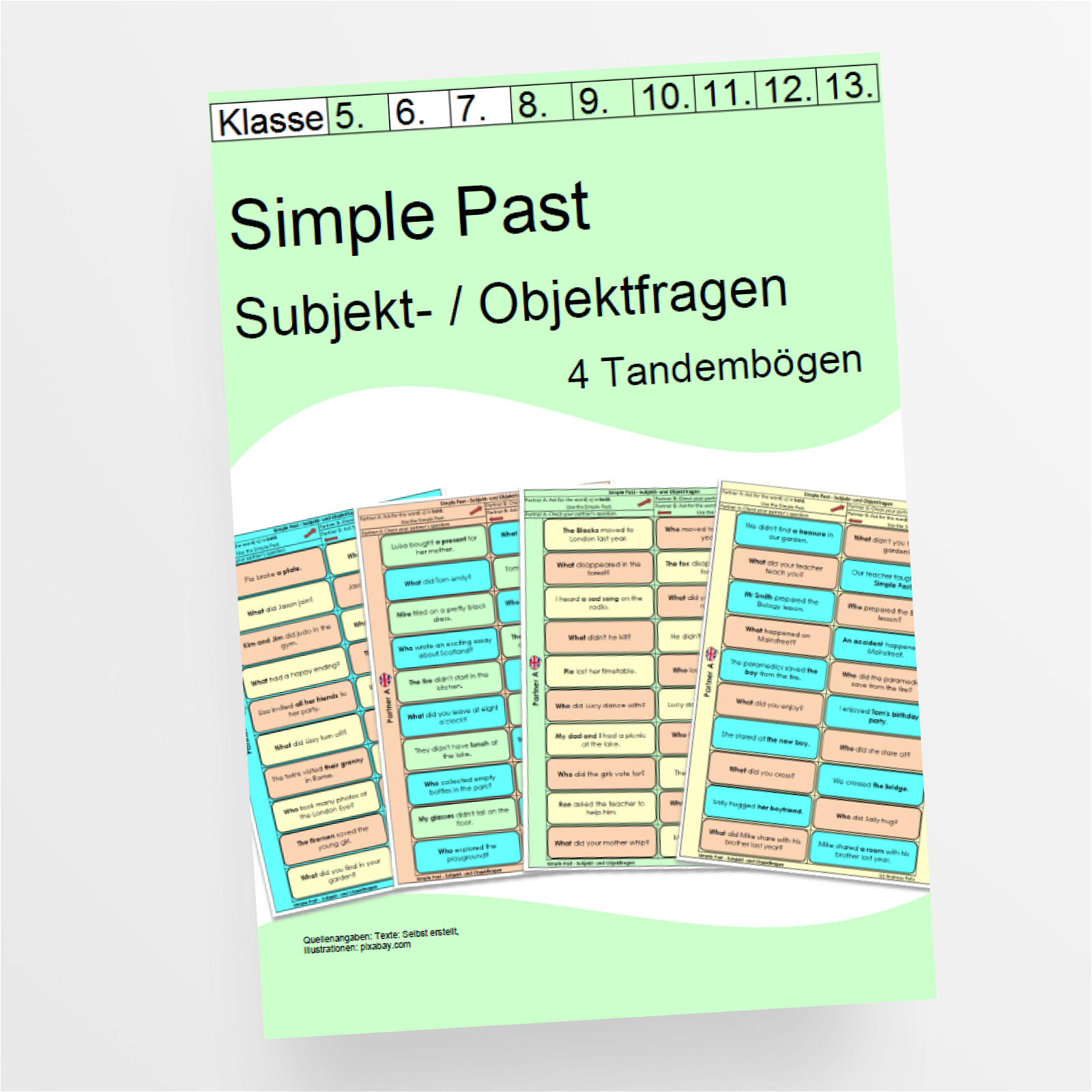 Tandem Activities zu Simple Past Subjektfragen und Objektfragen für di ...