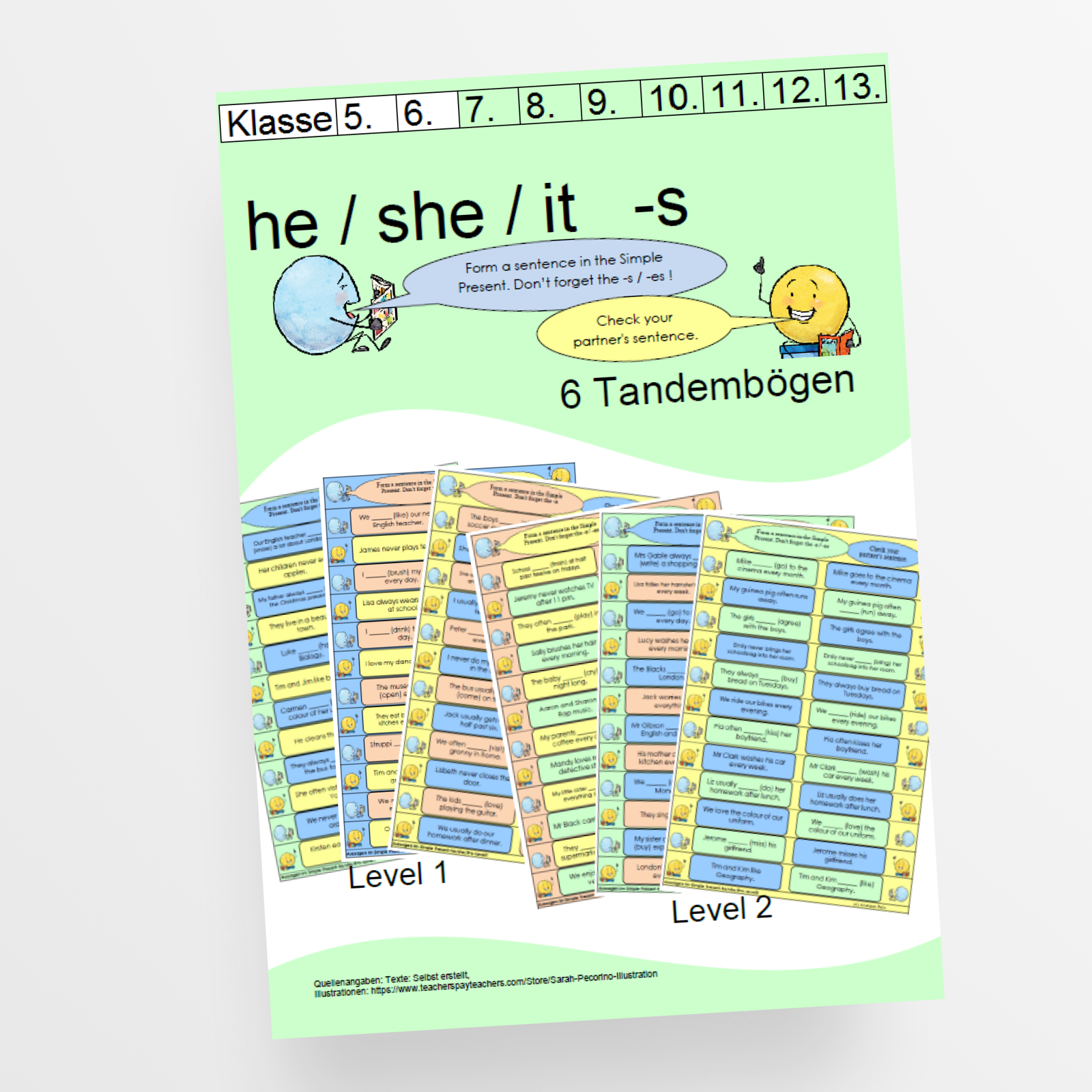 Tandem Activities zu Simple Present he she it -s für die 5. und 6. Kla ...