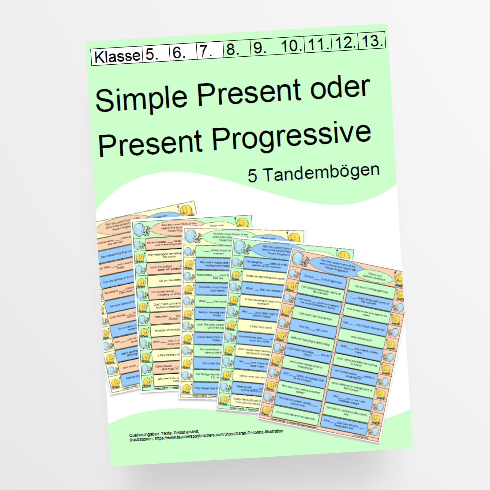 Tandem Activities zu Simple Present oder Present Progressive für die 5 ...